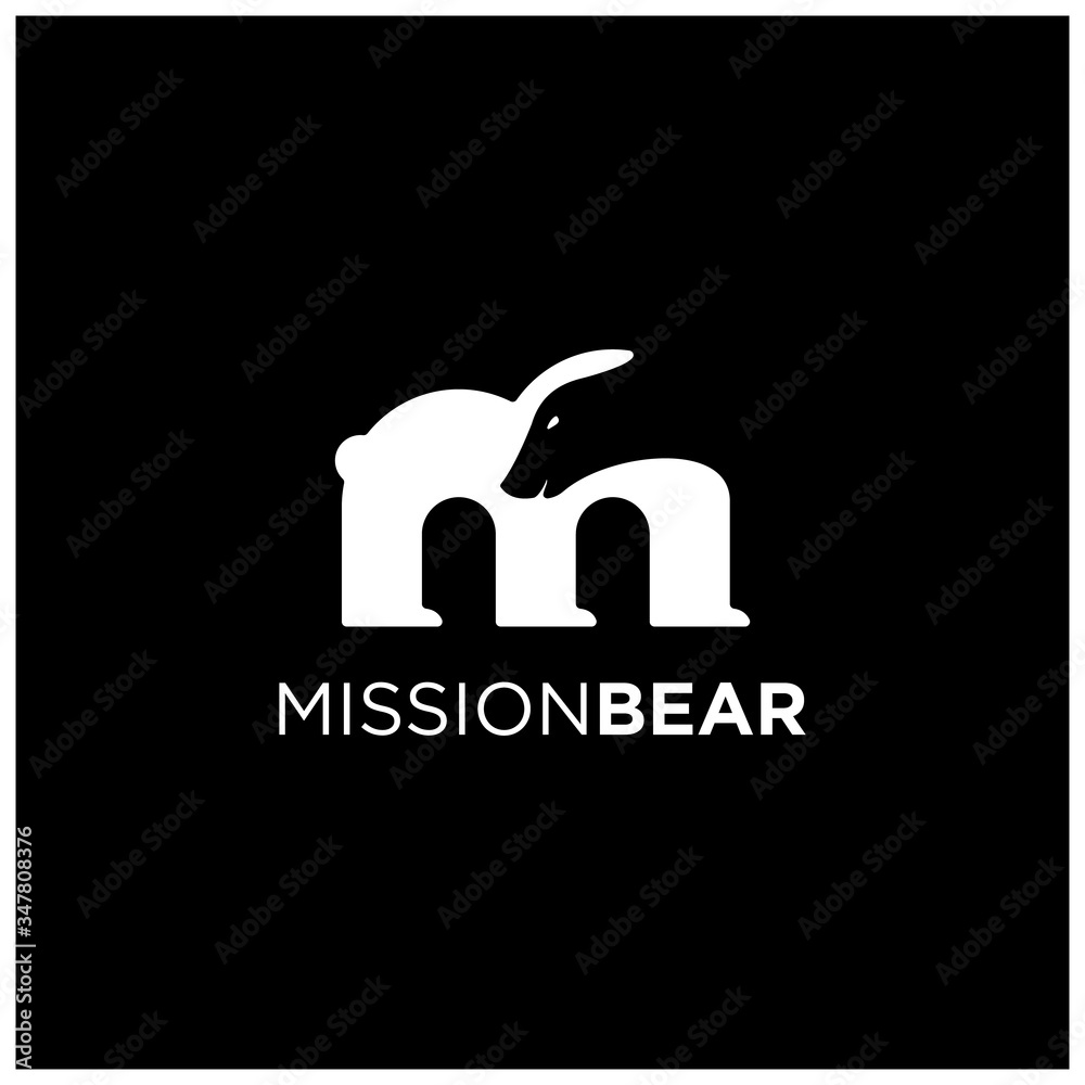 logo letter m with icon bear vector design Stock Vector | Adobe Stock