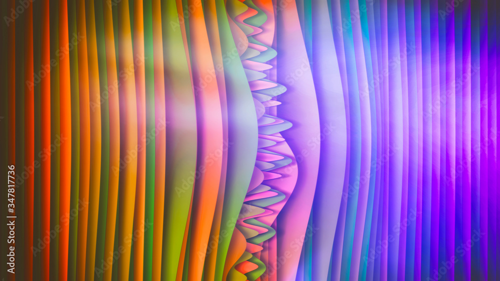 abstract drawing of uneven stripes of neon colors with an accent in the ...