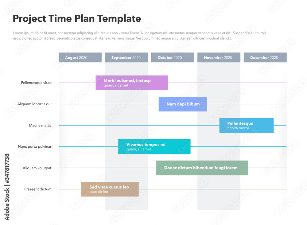 Simple business project time plan template with project tasks in time ...