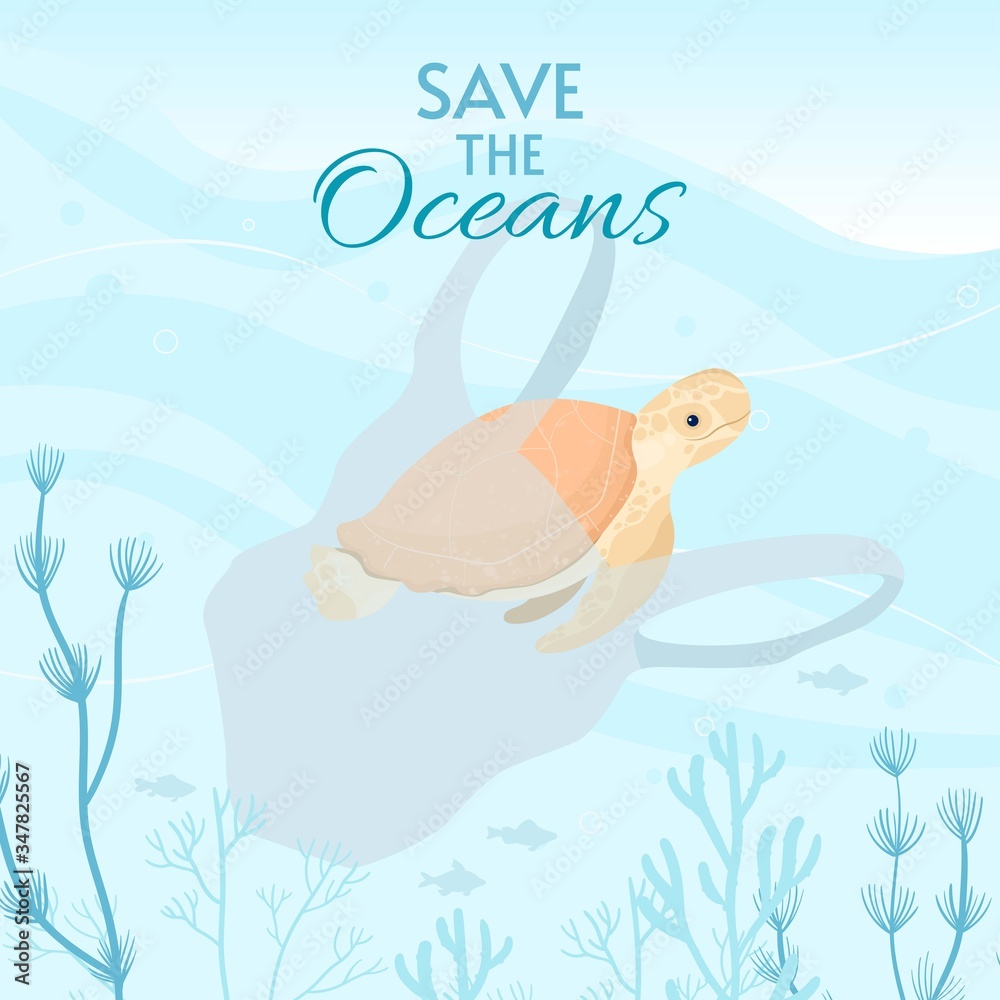 World Oceans Day Card Vector illustration. Help protect, and conserve ...