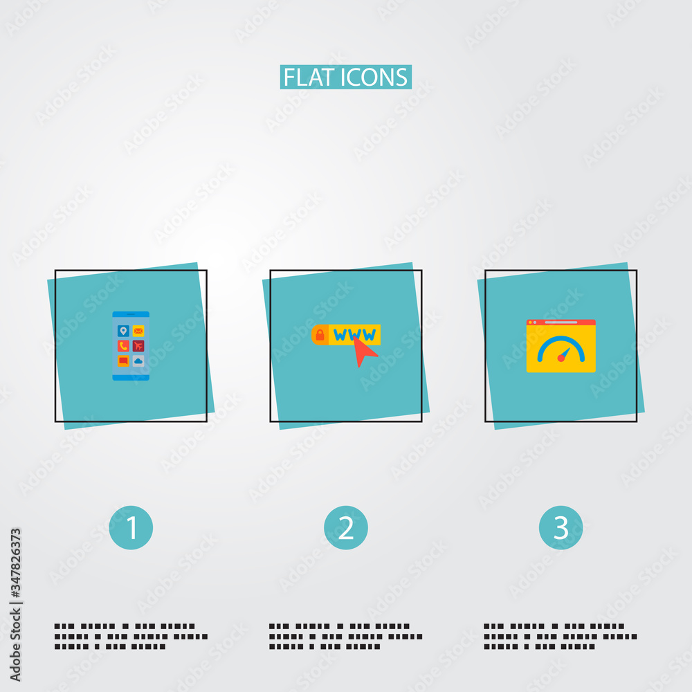 Set of website icons flat style symbols with website performance ...