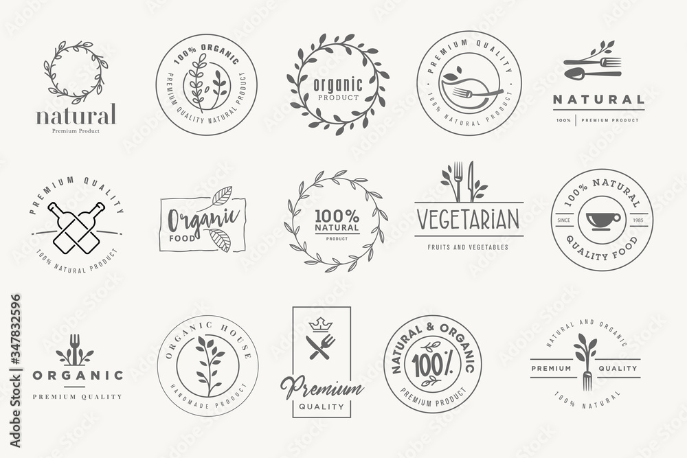 Vetor de Set of stickers and labels for food and drink. Vector ...