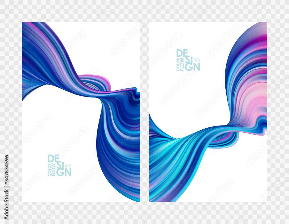 Set of abstract blue color flow backgrounds. Modern design. Stock ...