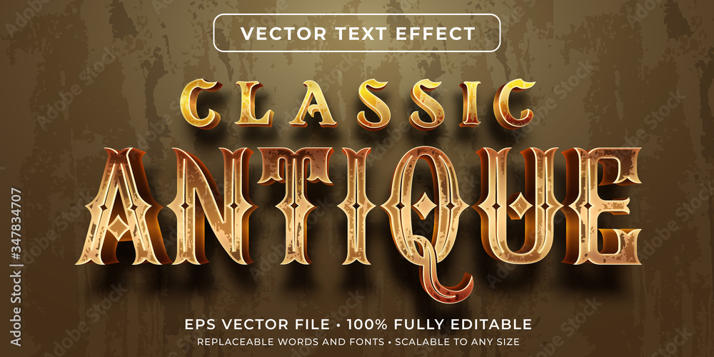 Editable text effect - vintage antique text style Stock Vector | Adobe ...