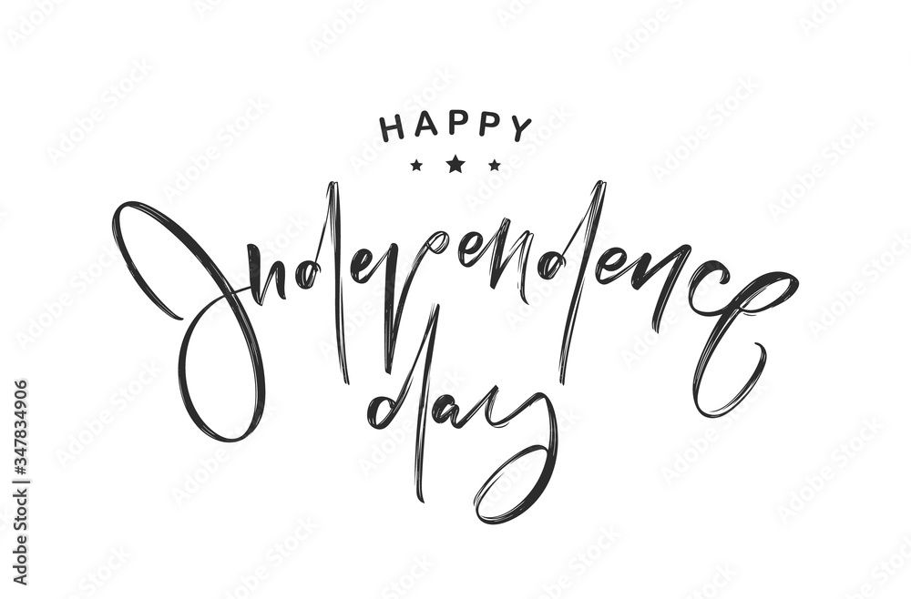 Vector Handwritten lettering of Happy Independence Day. Stock Vector ...