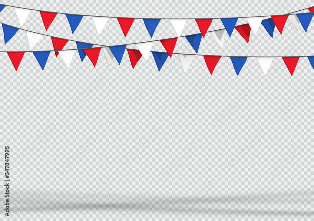 Bunting Hanging Banner Red White Blue Flag Triangles Background Stock ...