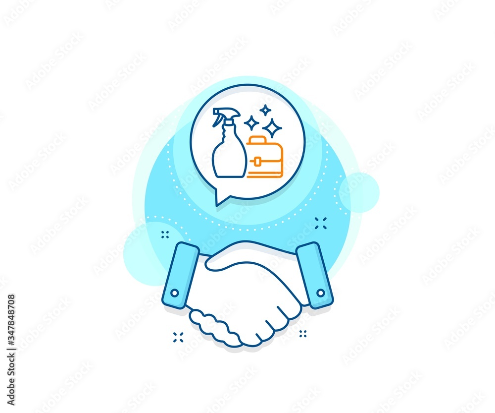 Washing liquid or Cleanser symbol. Handshake deal complex icon ...