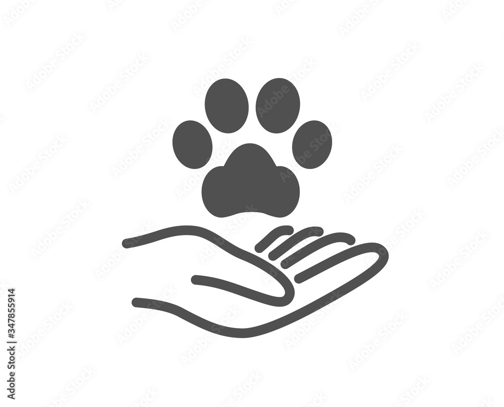 Pets care icon. Veterinary clinic sign. Dog health symbol. Classic flat ...