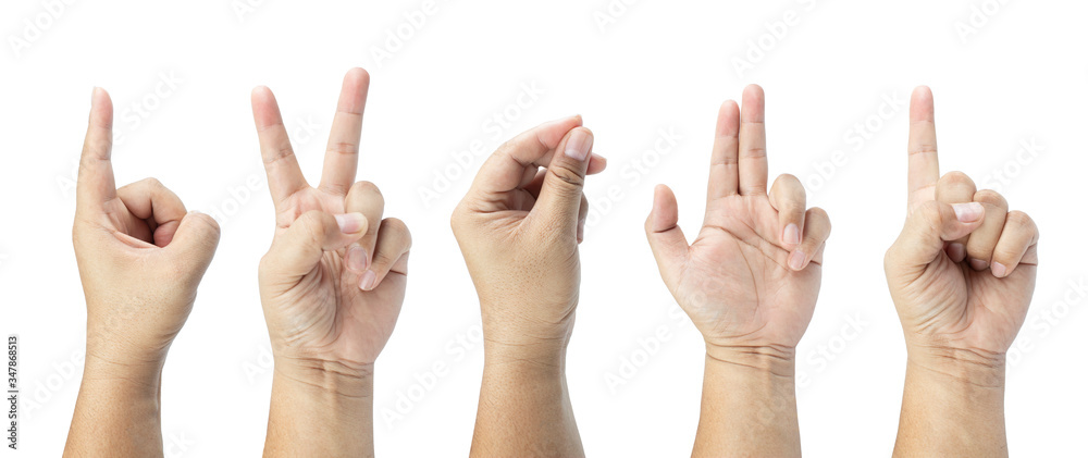 Collection set of hand pointing or doing number one gesture with index ...