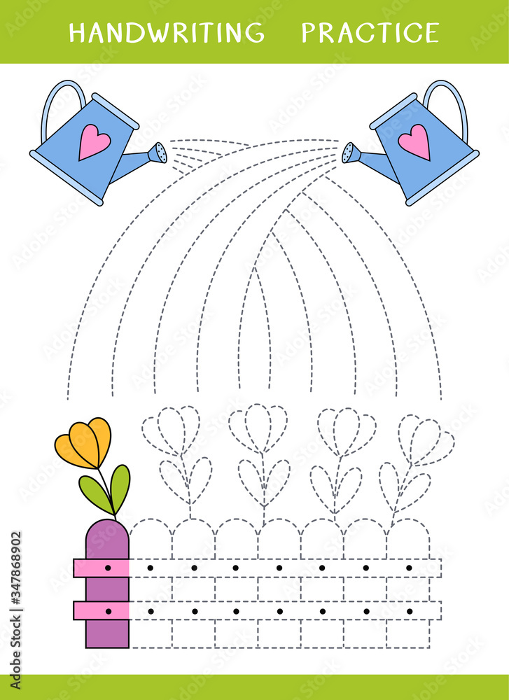 Handwriting practice sheet. Simple educational game for kids Stock ...