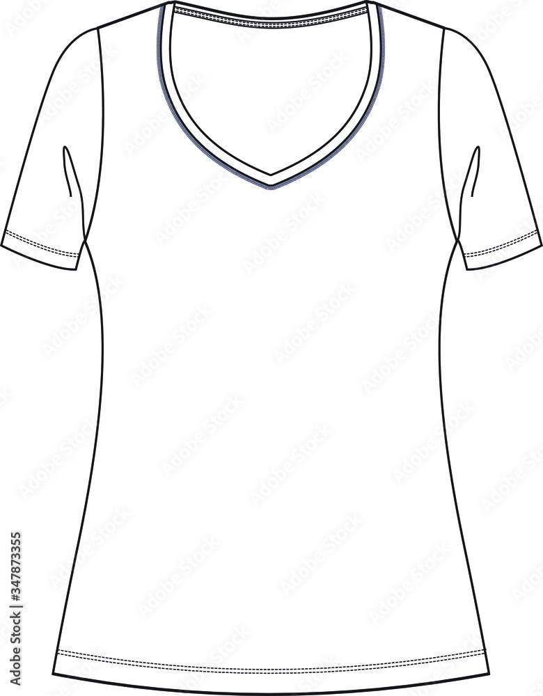 BASIC T-SHIRT fashion flat technical drawing template.Skip the dull ...
