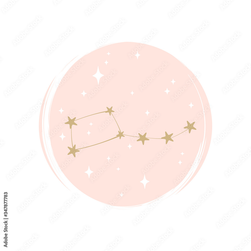 Cute constellation icon logo vector illustration on circle with brush ...
