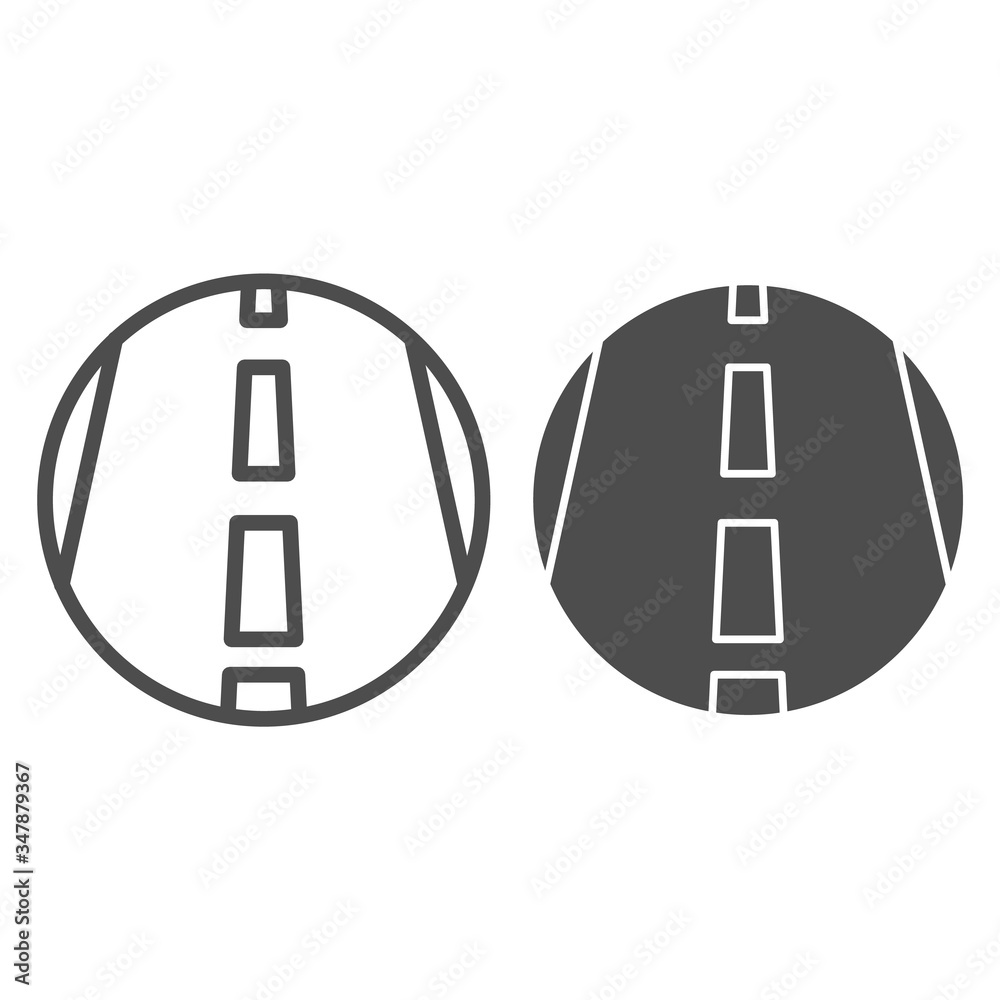 Motorway line and solid icon, transportation symbol, Highway road ...