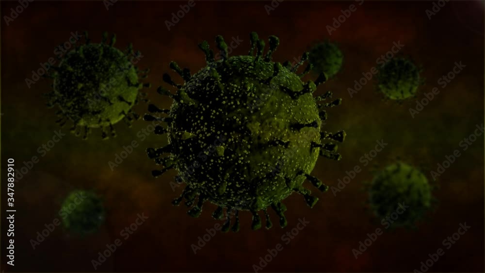 3D animation of green gradient bacteriological background and moving ...