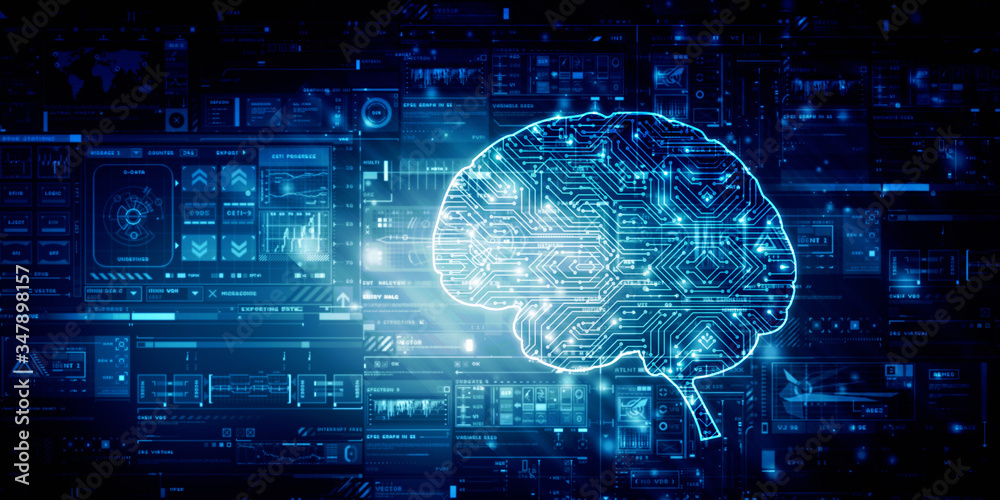 2d illustration Concept of thinking, background with brain, Abstract ...