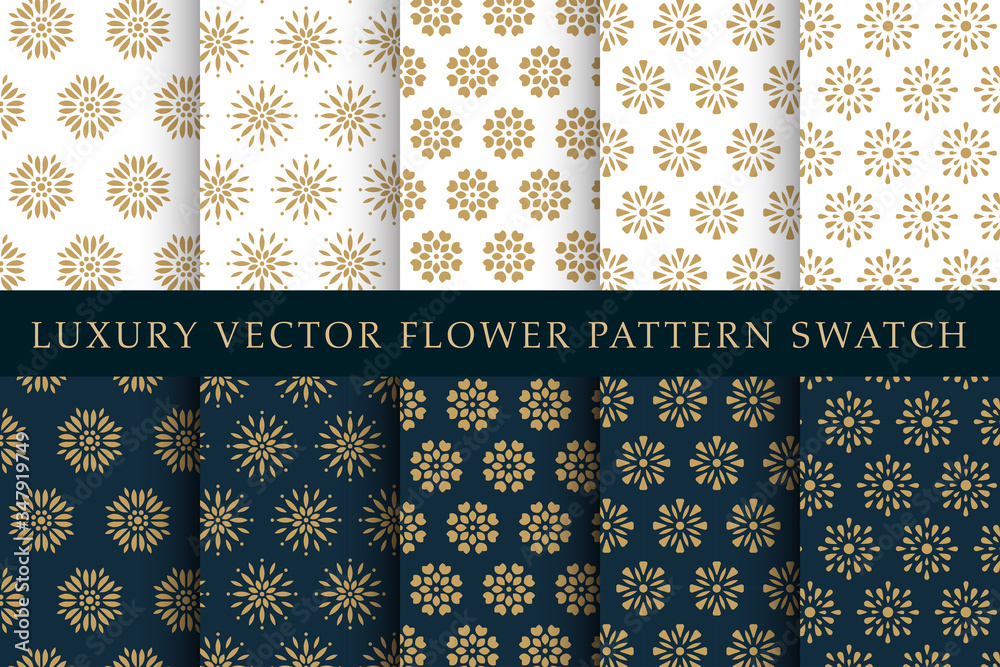 Golden luxury vector swatches pattern pack Stock Vector | Adobe Stock