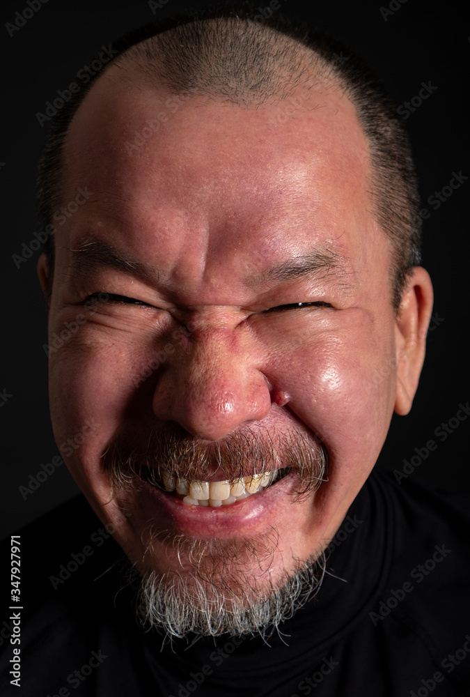 adult, bald, beard, black background, black turtle neck, Caucasian ...