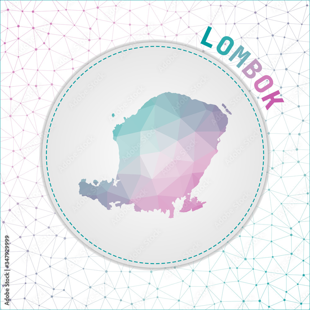 Vector polygonal Lombok map. Map of the island with network mesh ...