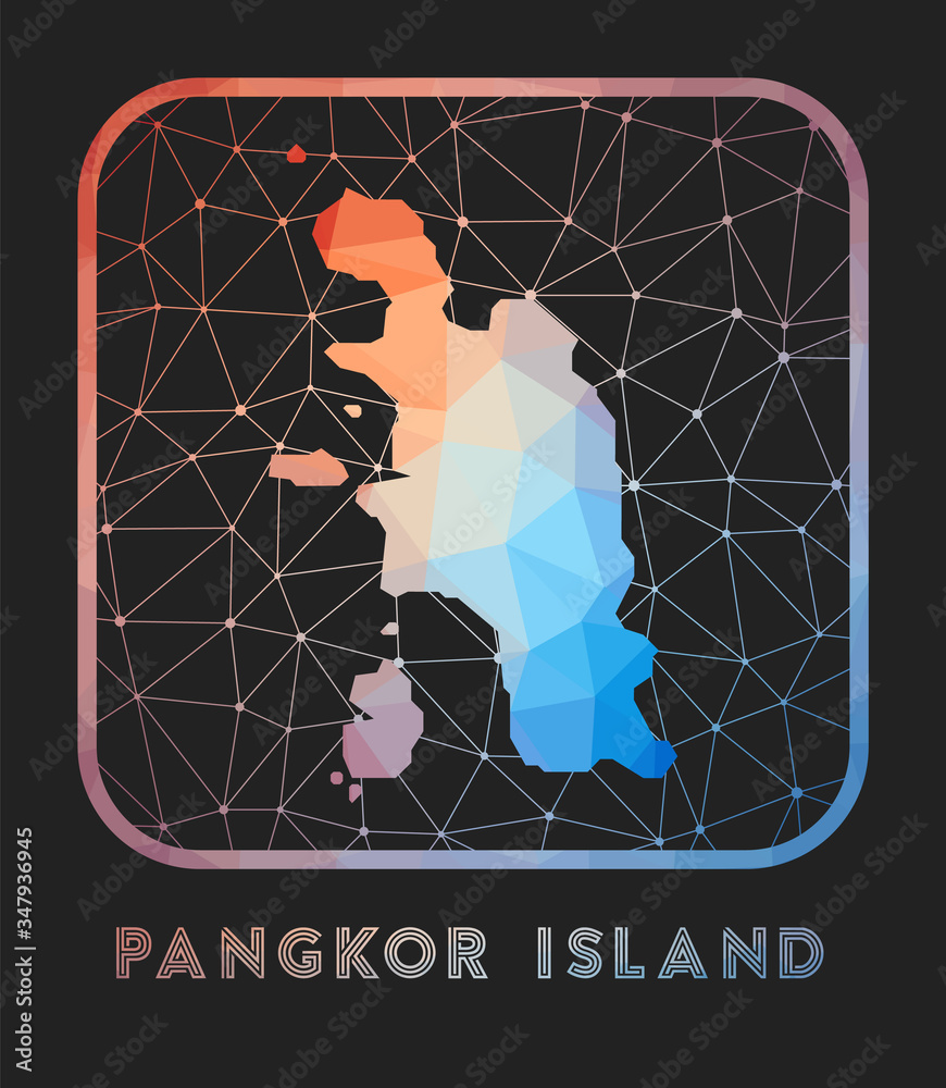 Pangkor Island map design. Vector low poly map of the island. Pangkor ...
