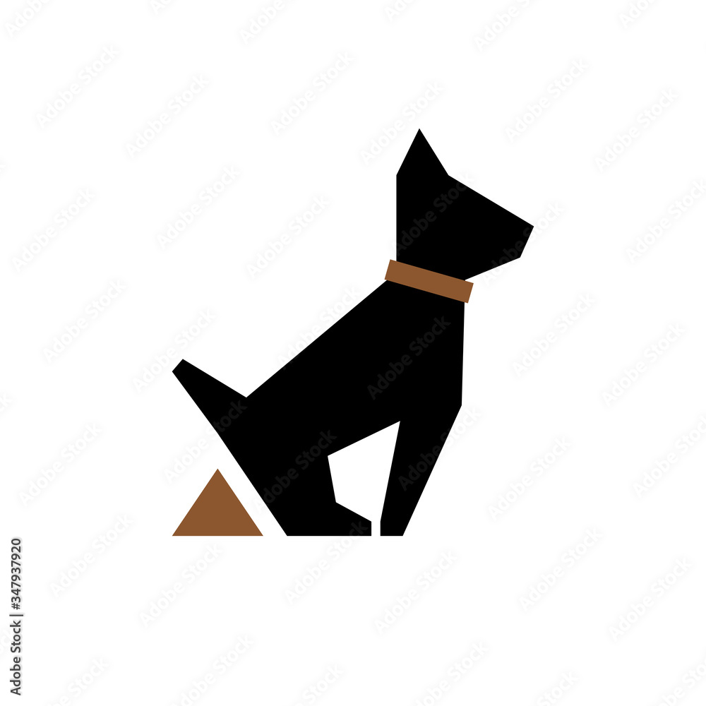 Dog pooping vector icon. Dogs poop and stylized puppy silhouette for ...