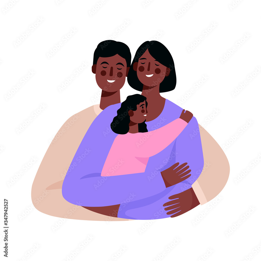 Happy african american family. Father, mother and daughter together ...