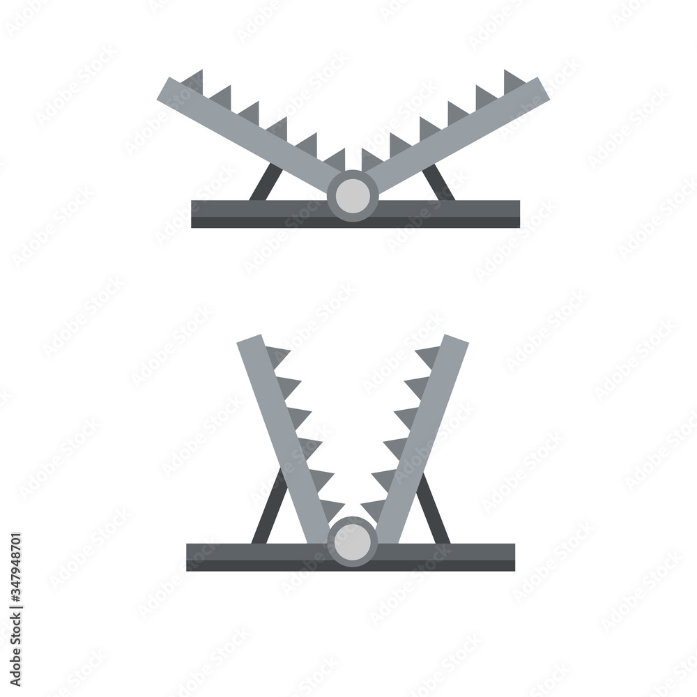 Trap for hunting animals. snare with sharp prongs. Set of steel ...