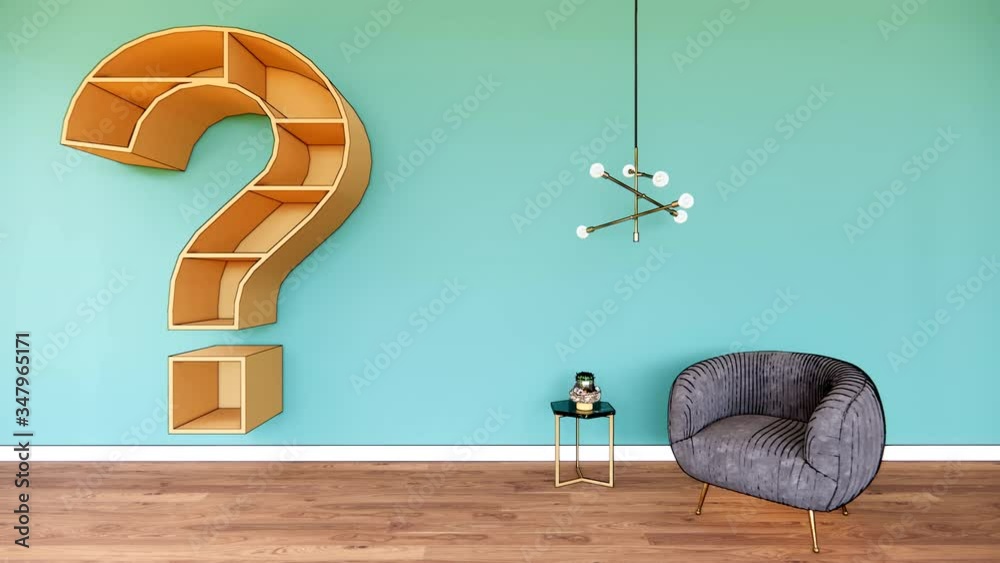 Big question mark on wall in living room while renovating. Question ...