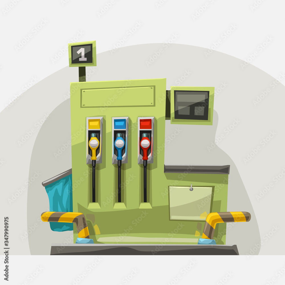 cartoon gas station on white Stock Vector | Adobe Stock