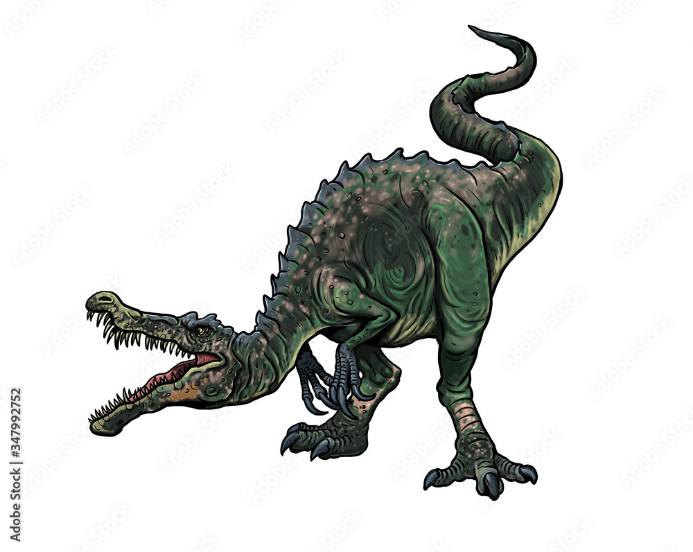 Carnivorous dinosaur - Baryonyx. Dino attack isolated drawing. Stock ...