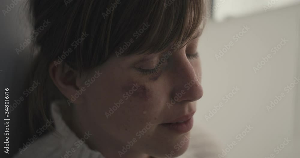 Woman is a victim of domestic violence terror physical abuse full of ...