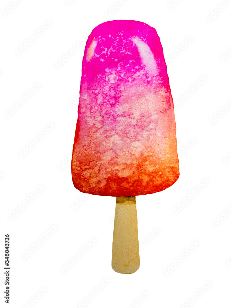 Bright beautiful colors of pink and orange popsicle hand drawn and ...