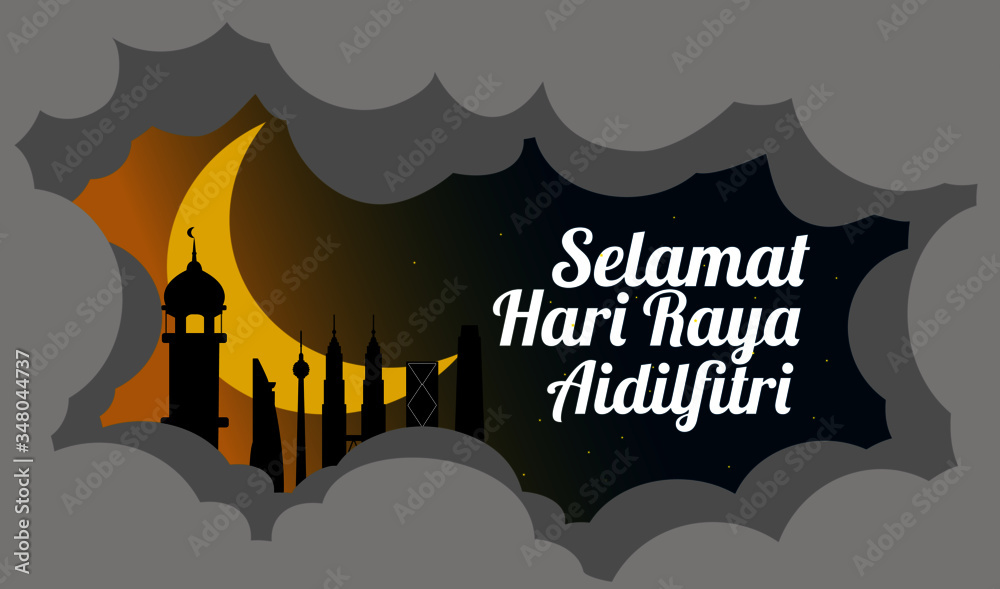 Selamat Hari Raya Aidilfitri - vector illustration in Malay Language ...
