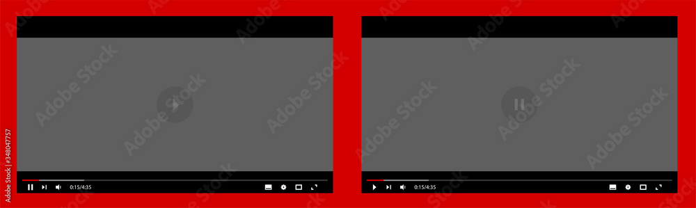 Multimedia player screen template. Layout of a live streaming window on ...