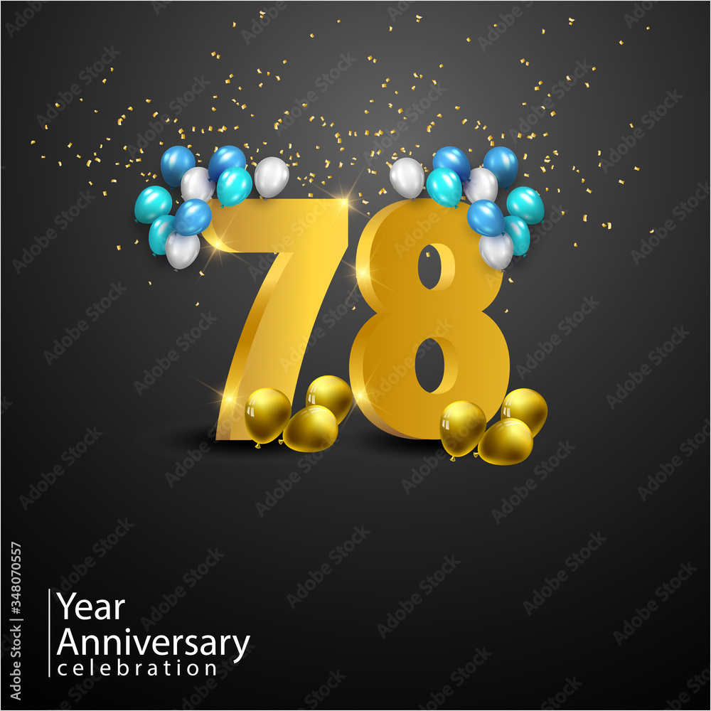 78th anniversary background with 3D number and balloons illustration ...