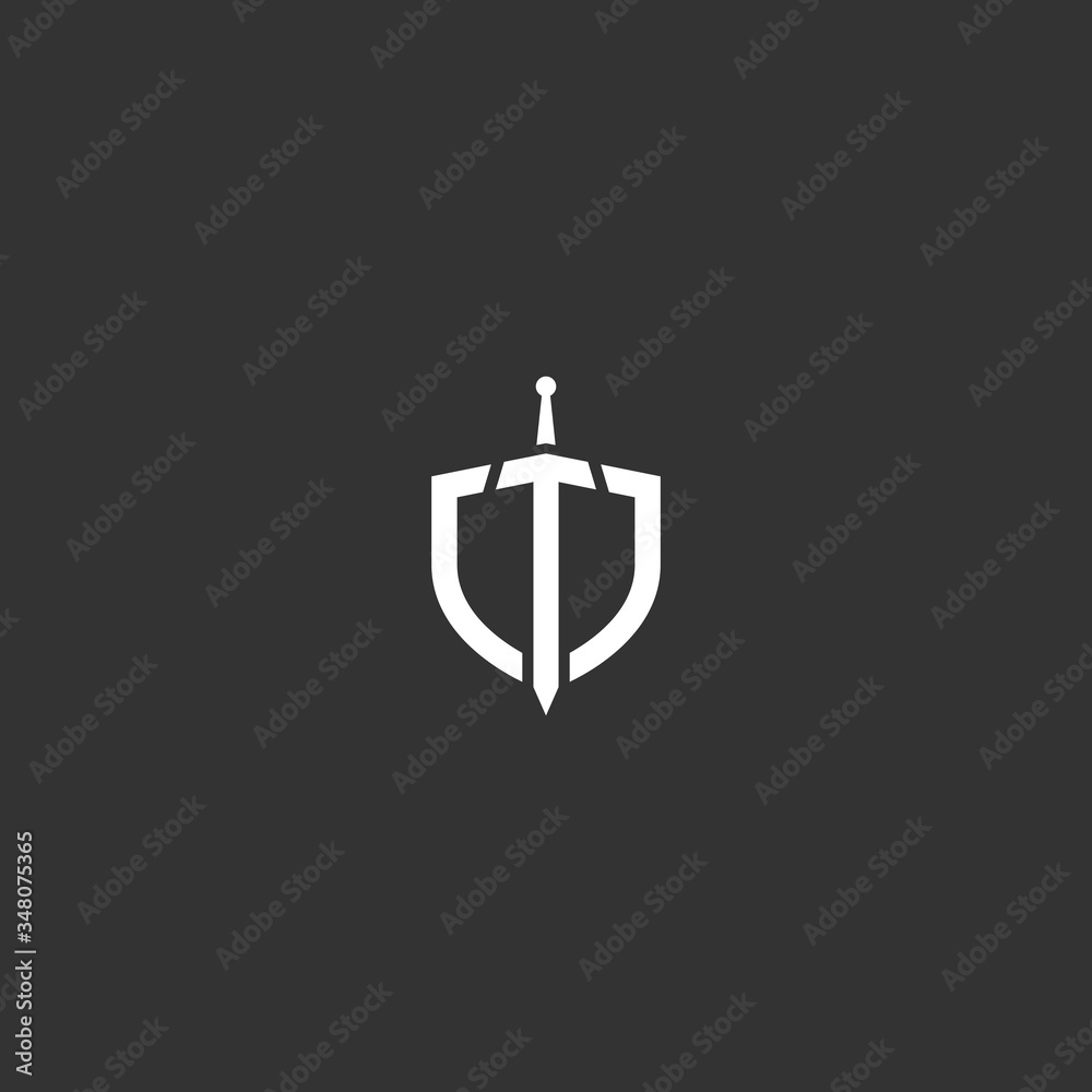 vector illustration of shield and sword Stock Vector | Adobe Stock