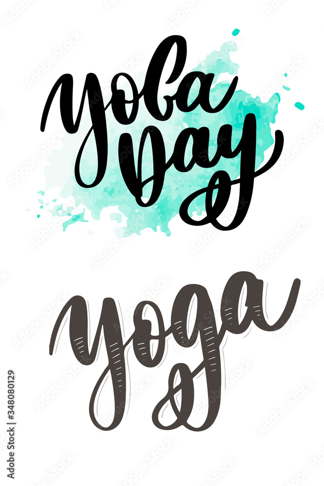 international yoga day, handwritten text, calligraphy, lettering Stock ...
