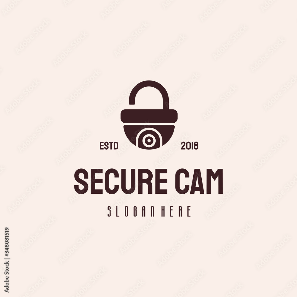 Secure Camera logo hipster retro vintage vector template, CCTV logo ...
