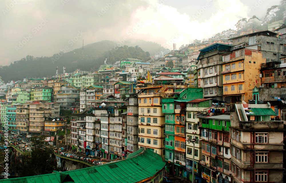 The beautiful city streets of Gangtok, the capital of Indian state ...
