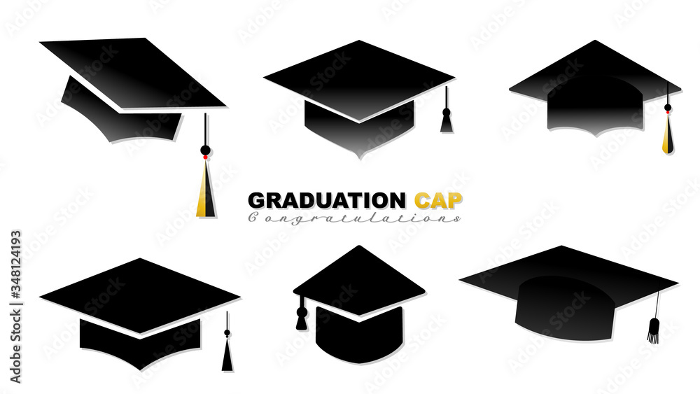 Graduation cap set,Congratulations Graduates Class 2020. Template for ...