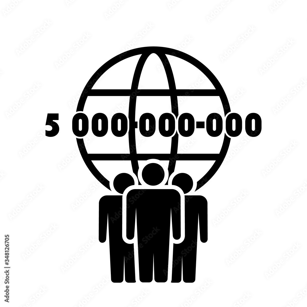 Vector illustration, new number of Internet users in 2020 year -5 ...