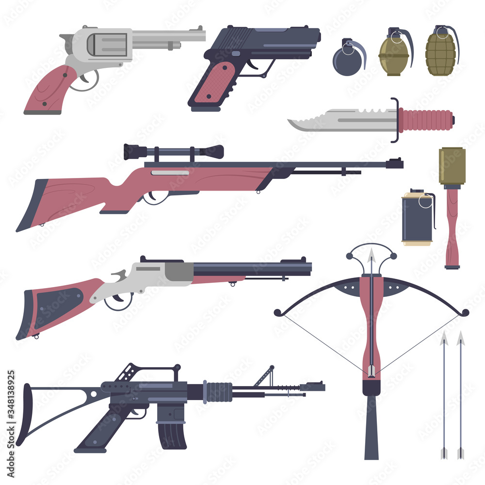 Weapon vector cartoon set isolated on a white background. Stock Vector ...