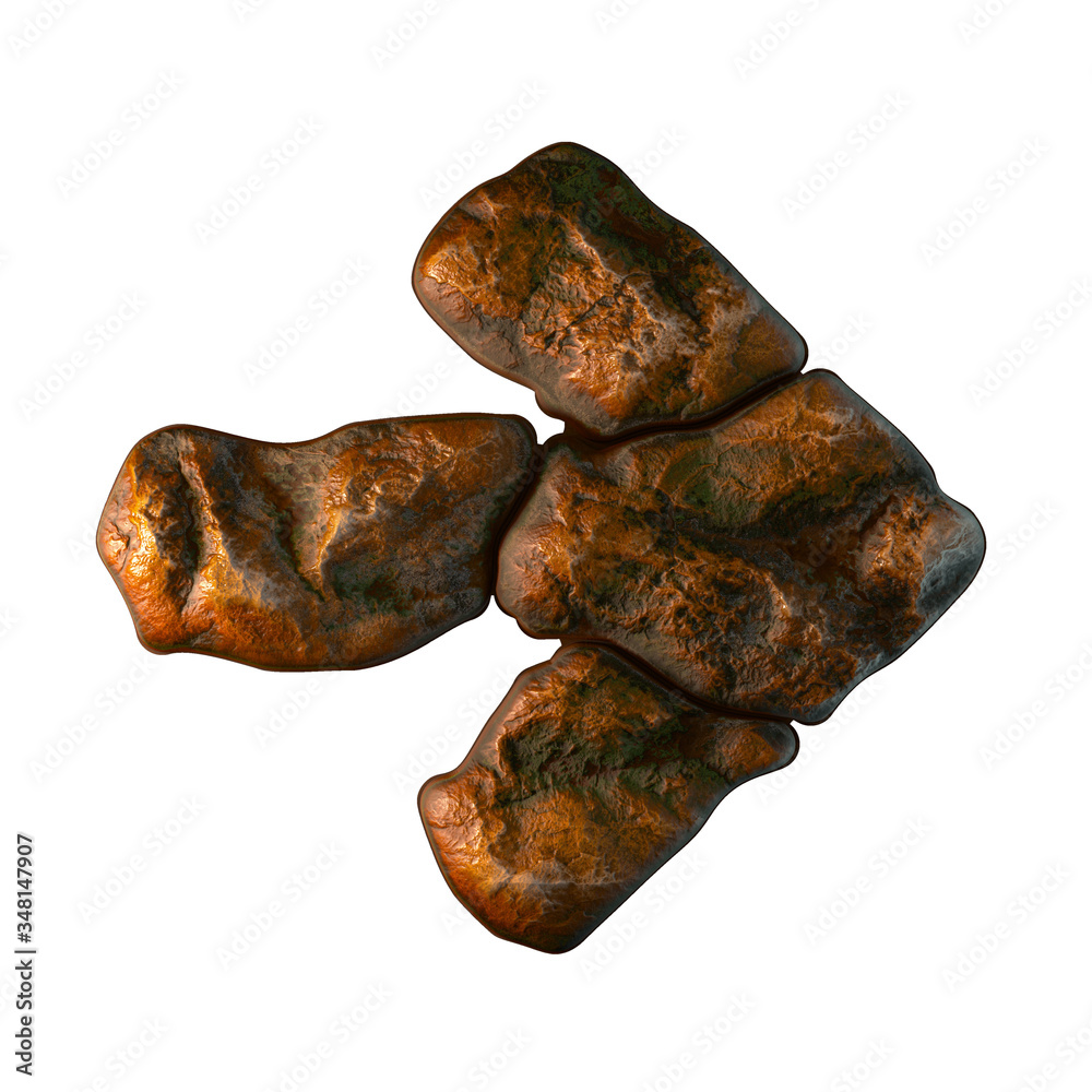 Rocky symbol right arrow. Font of stone isolated on white background ...