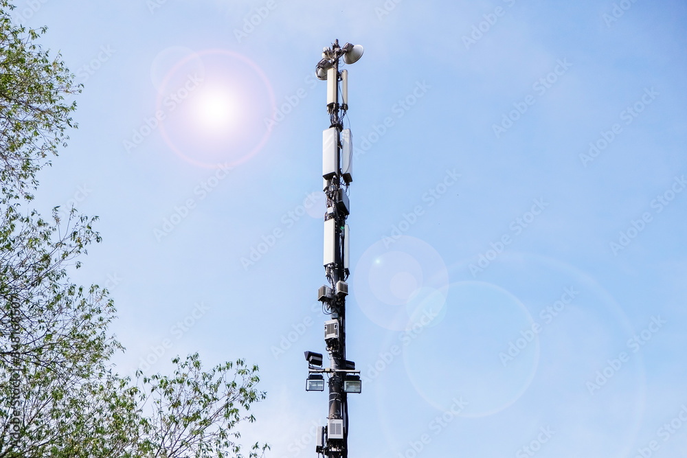 Telecommunication tower of 4G and 5G cellular. Cell Site Base Station ...