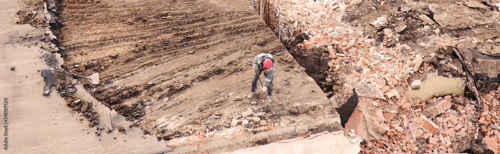 Ruin, Demolition of the old industrial building. The rubbish in a ...
