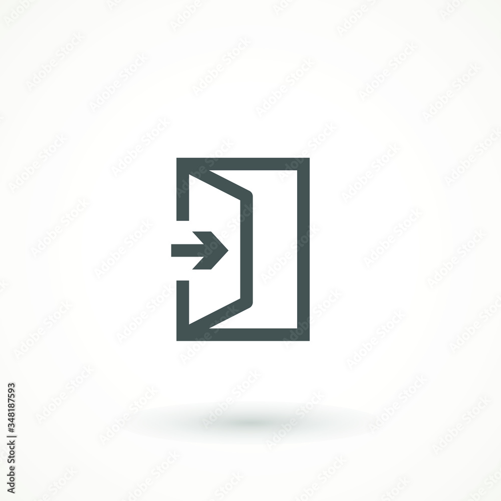 Emergency Exit Icon Vector Logout And Output Outlet Out Symbol Isolated Of Flat Style Safe