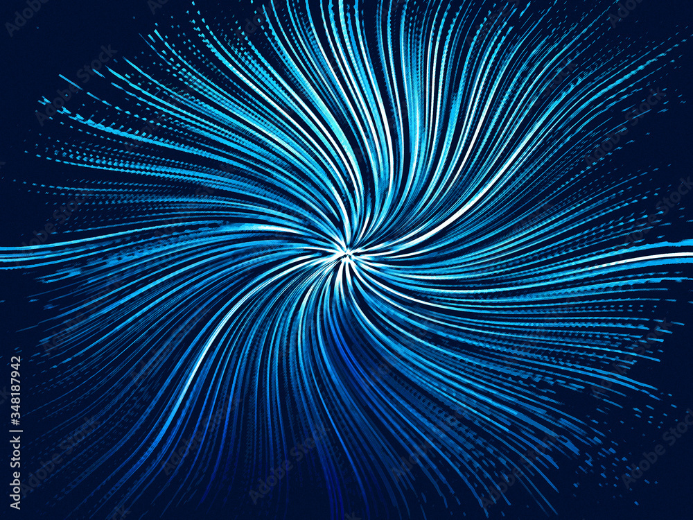 Abstract bright multi-colored twisted background. Glow white and blue ...