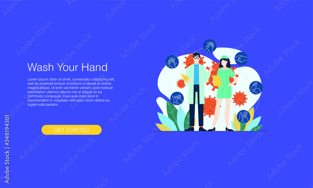 Health and hygiene hand washing steps education vector illustration ...