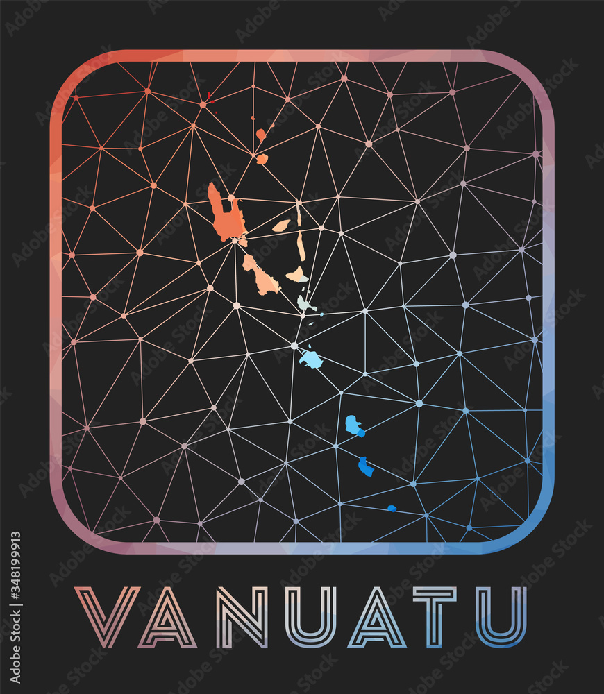 Vanuatu map design. Vector low poly map of the country. Vanuatu icon in ...