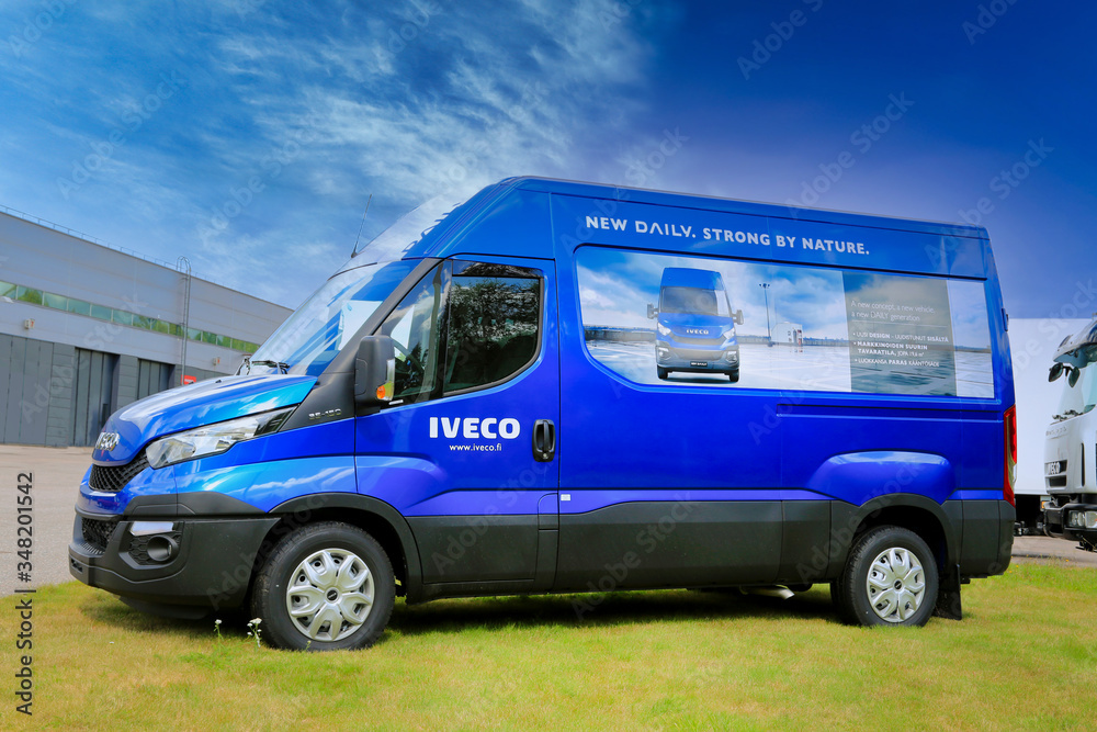 Blue Iveco Daily Van and Beautiful Sky. Illustrative Editorial Content ...