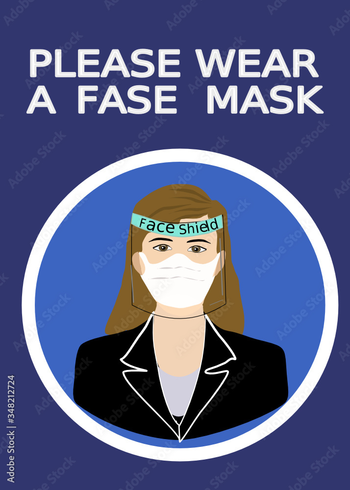 PLEASE WEAR A MASK man and woman at office wear face mask and face ...